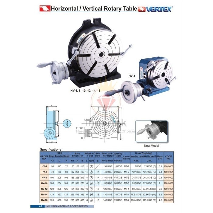 Jual VERTEX Rotary Table HV-16 Milling Vertical/Horizontal Rotary Table ...
