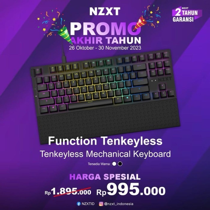 Jual Ready NZXT Function Tenkeyless Mechanical Keyboard (US English ...