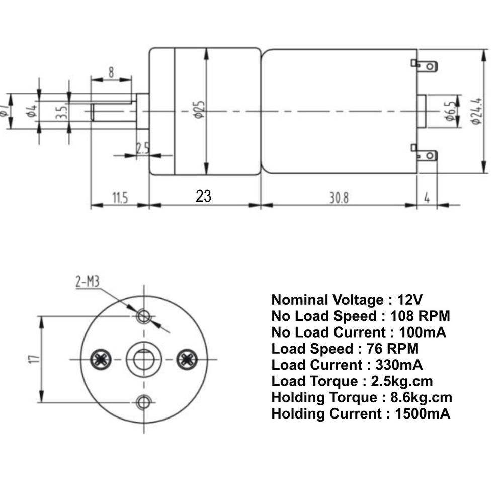 Jual Original Mini Dc Gear Motor 12V 108 Rpm Low Speed High Torque Dc ...
