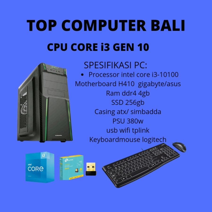 Jual PC RAKITAN CORE i3 GEN10/ CPU CORE i3 GEN 10 RAM 4GB SSD 256GB ...