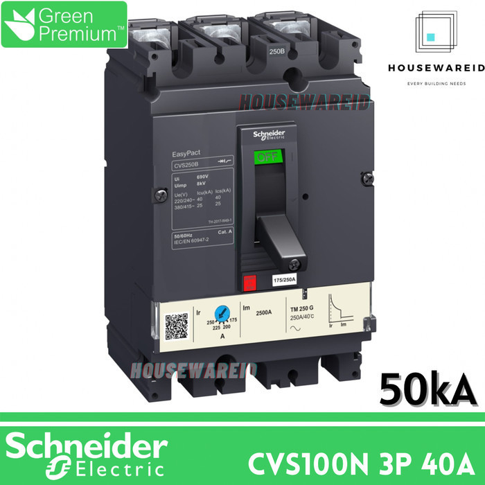 Jual MCCB 3p 40a 3 Phase 40 Ampere Schneider CVS100N LV510473 50kA