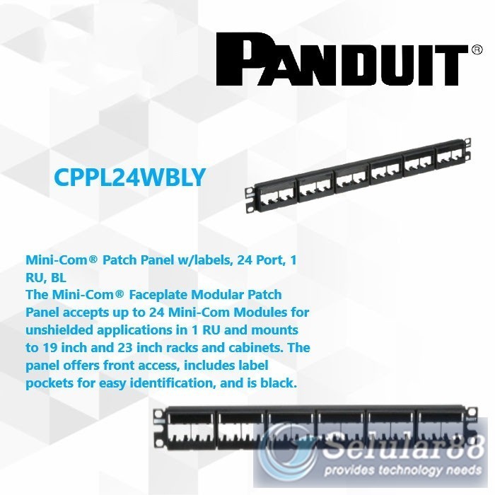 Jual Panduit CPPL24WBLY Modular Blank Patch Panel 24Port Unloaded 1U ...