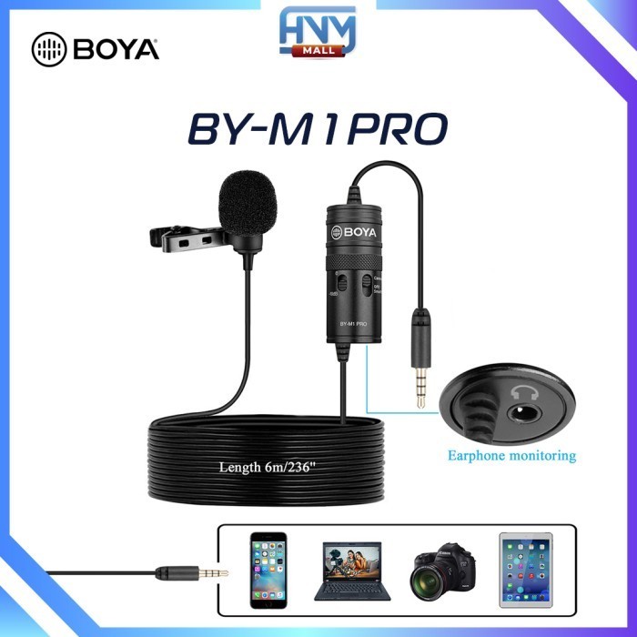 Jual BOYA BY-M1 Pro Lavalier Clip On Mic Microphone for DSLR Camera HP | Shopee Indonesia