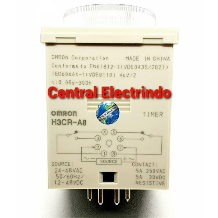 Jual Timer Omron H3Cr-A8 Multivolt 12V-48Vdc / 24-48Vac+Socket Ewig ...