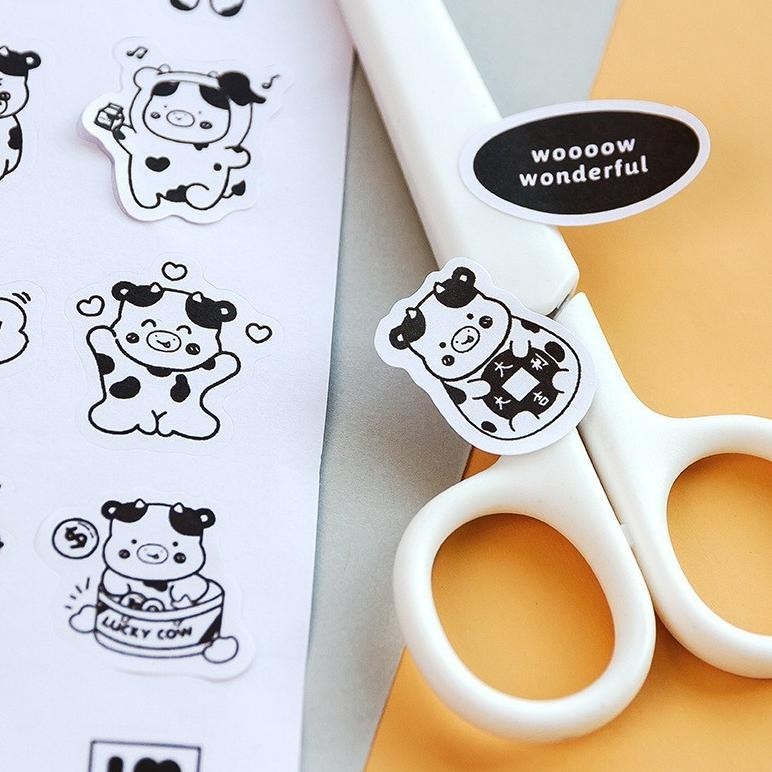 Jual 1 Lembar Stiker Tema Sapi Cow Monocrome Lucu Murah Bullet Jurnal ...