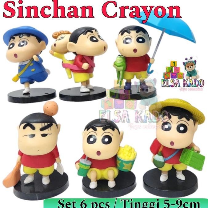 Jual Action Figure Sinchan Set 6 Shinnosuke Nohara Car Desktop Ornament ...
