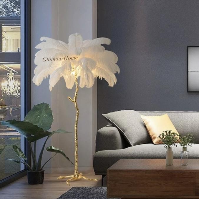 Jual Siap Kirim! Ostrich Feather Floor Lamp / Lampu Lantai Aesthetic ...