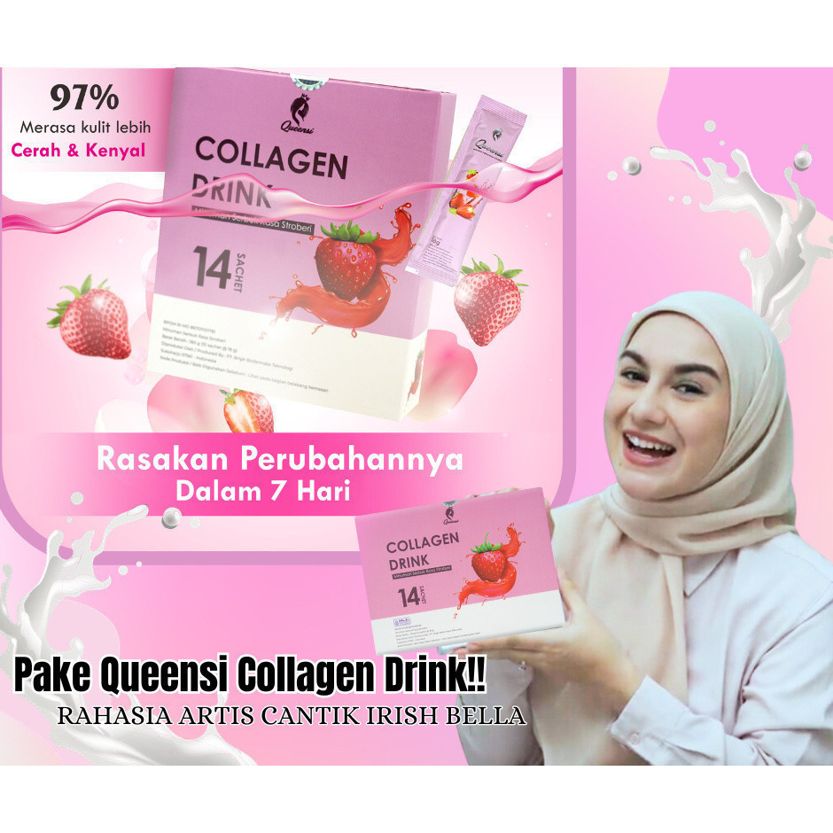 Jual Original Bisa Cod Queensi Collagen Drink Minuman Kolagen Pencerah ...