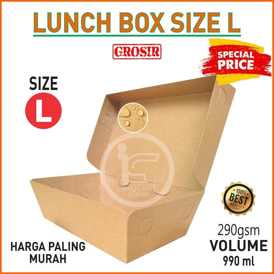 Jual Stok Banyak LUNCH BOX PAPER KRAFT COKLAT LAMINASI KOTAK MAKAN TAKEAWAY UKURAN L || | Shopee ...