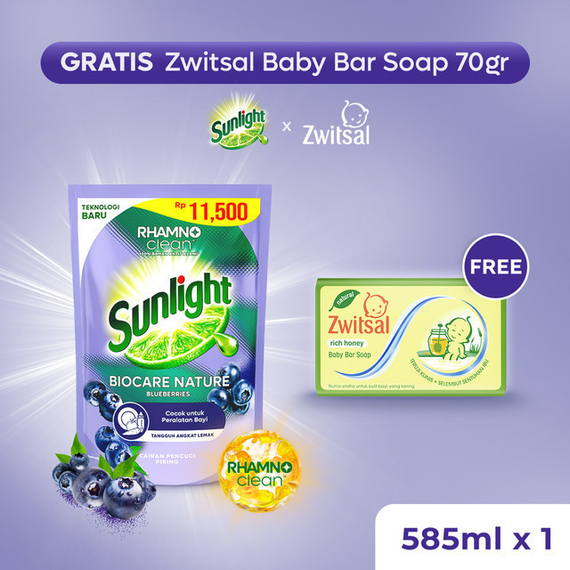 Jual Buy 1 Sunlight Biocare Nature 585 mL FREE Zwitsal Bar Soap ...