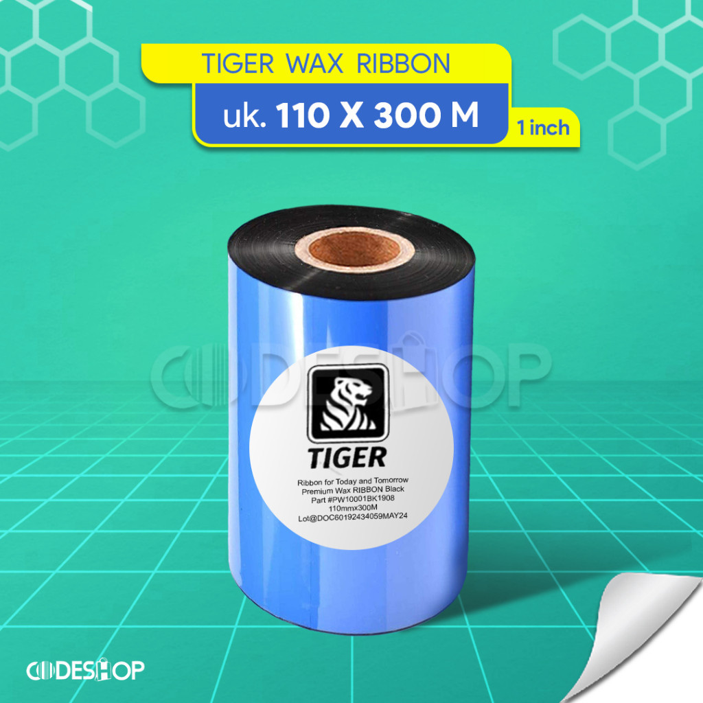 Jual RIBBON BARCODE MERK TIGER WAX UKURAN 110 X 300 METER PRINTER ZEBRA ...