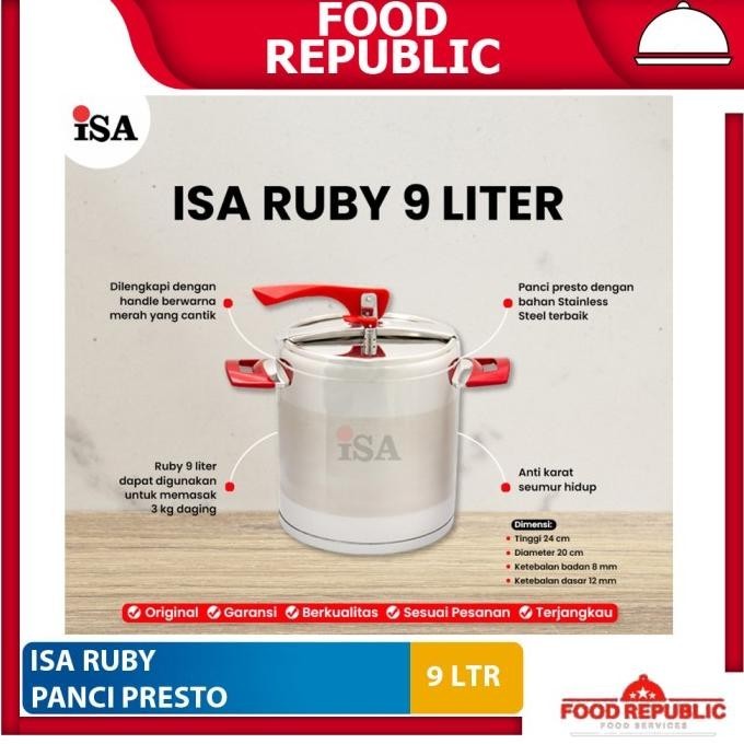 Jual [Ready Stock] Panci Presto Isa Ruby 9 Ltr Pressure Cooker 9 Liter ...