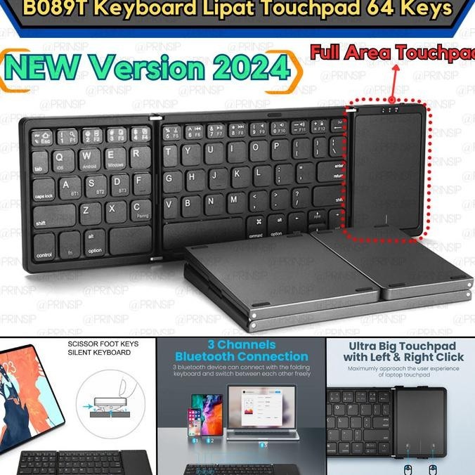 Jual Keyboard Lipat Wireless Bluetooth Portable Foldable Keyboard Touchpad Shopee Indonesia