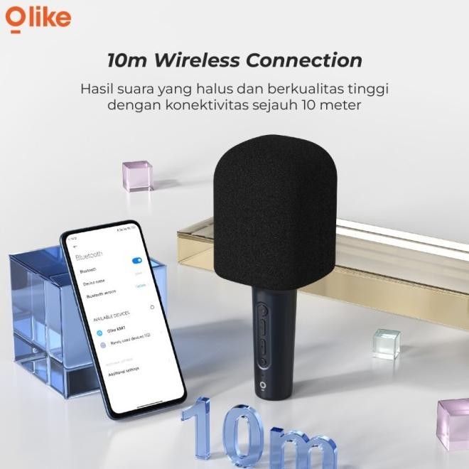 Jual Olike Km1 Portable Microphone Wireless Speaker Karaoke Aux Micro ...