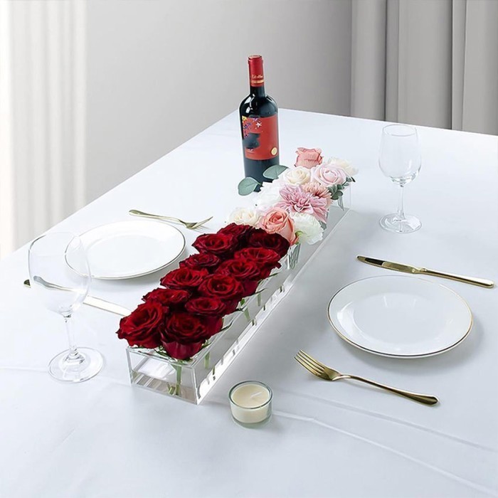 Jual Vas Bunga Akrilik Persegi Panjang Flower Vase Acrylic Decoration ...