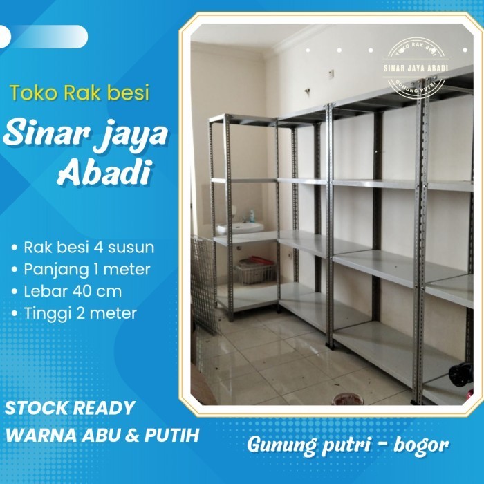 Jual Rak Lemari Besi 4 Susun Tinggi 2 Meter Tiang Tebal | Shopee Indonesia