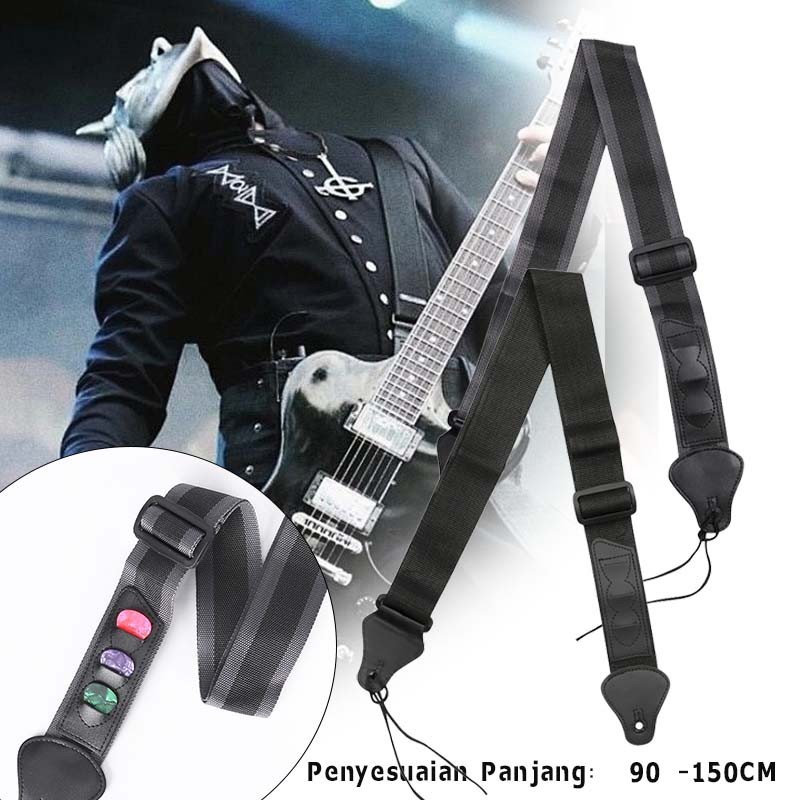 Jual Tali Gitar Guitar Strap Gitar Akustik Strap Nylon Hitam Polos ...