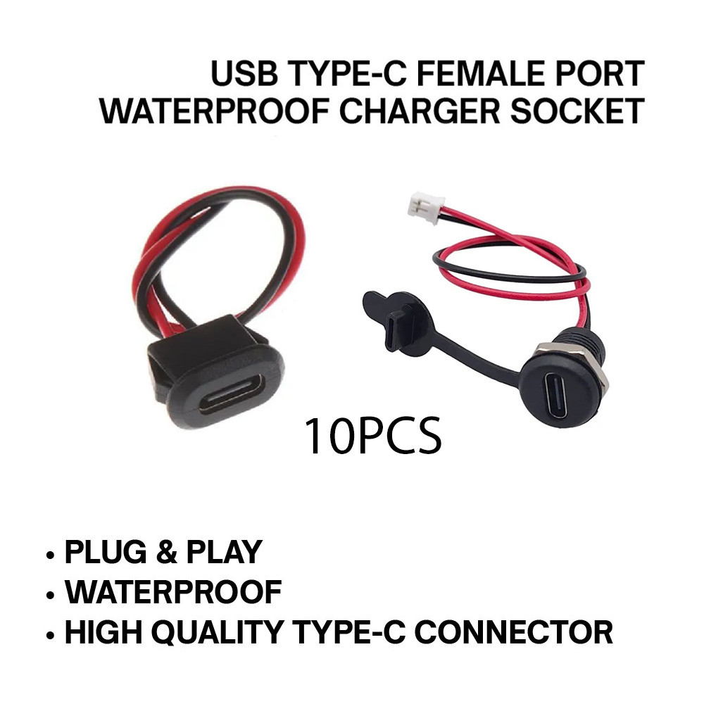Jual 10PCS USB TYPE-C Female Charger Port Waterproof Jack Socket ...