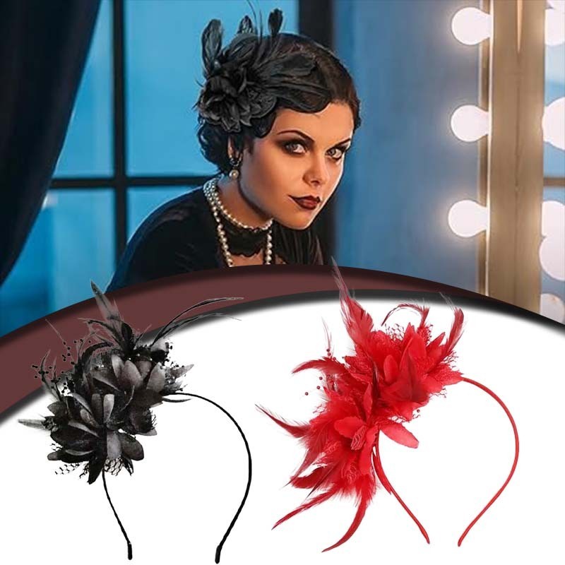 Jual Hiasan Kepala Bulu Bando Pita Bunga Bulu Hitam Kepala Rambut Kartu ...