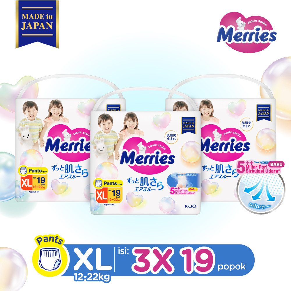 Jual Merries Premium Popok Bayi Celana XL 19 Triple Pack | Shopee Indonesia