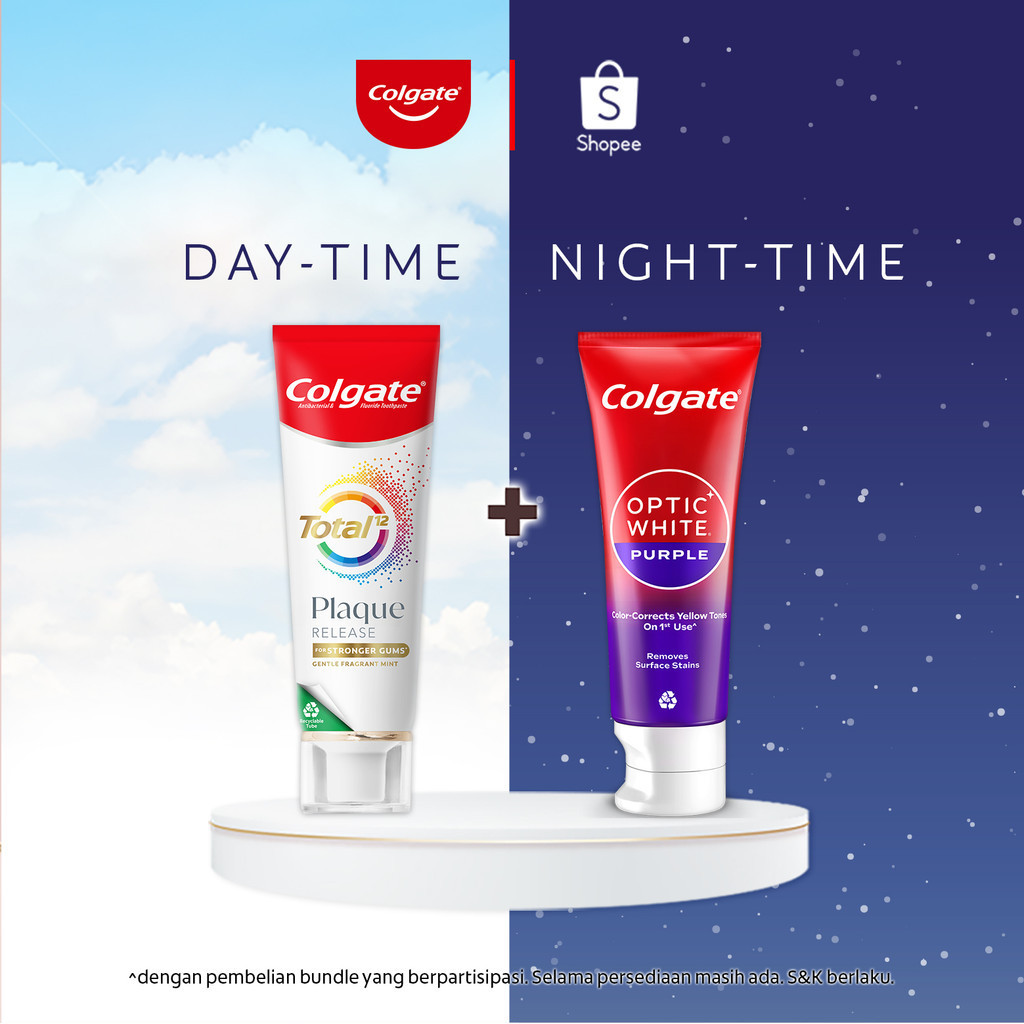 Jual Paket Day & Night Oral Care 1 (Colgate Total Plaque Release Gentle ...
