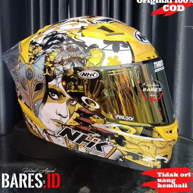 Jual New // Helm Nhk Rx9 Geisha Black Gold Paket Visor Gold Spoiler 3D 100% Original | Shopee ...