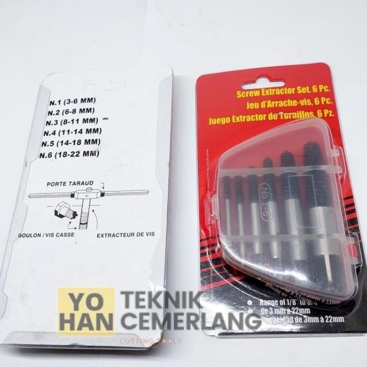Jual Screw Extractor Set Isi 6 Pcs Tap Drat Balik Alat Pembuka Cabut ...