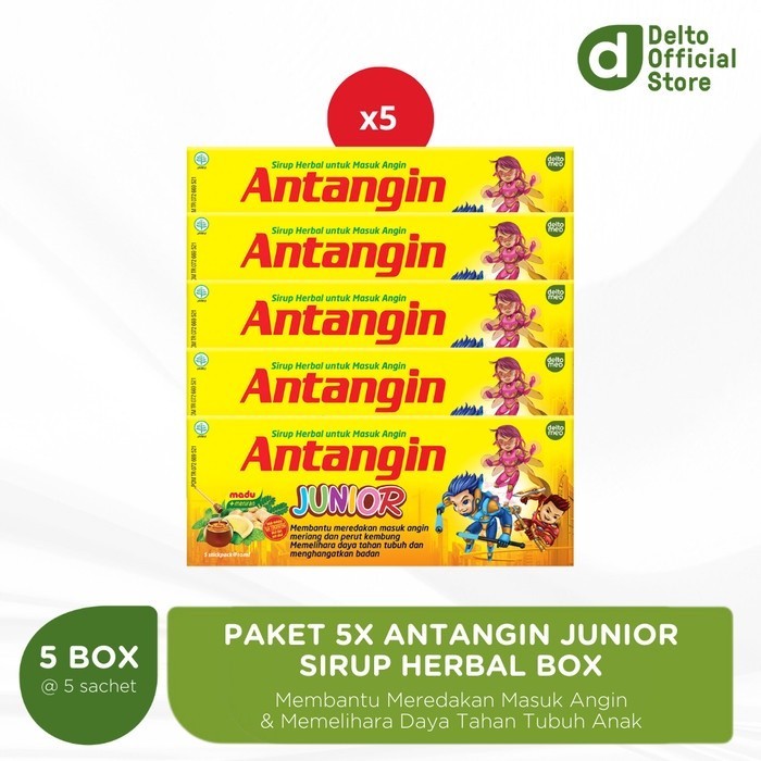 Jual Paket 5X Antangin Junior Sirup Herbal Box 5s Redakan Masuk Angin ...