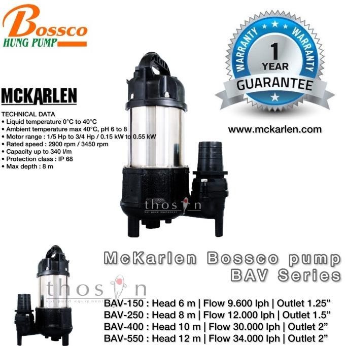 Jual POMPA CELUP KOLAM KOI MCKARLEN BOSSCO SUBMERSIBLE PUMP BAV SERIES ...