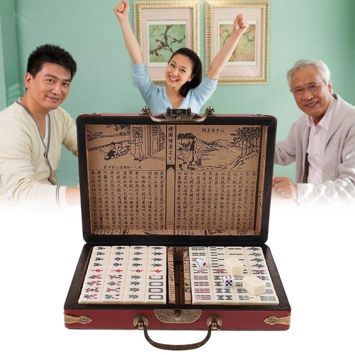 Jual Mahjong Set Mini Portable Mahyong Board Game Dengan Tempat Kotak ...