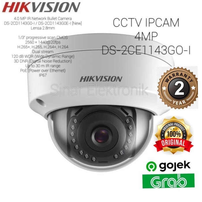 Jual Hikvision Ipcam Ds-2Cd1143G0-I 4Mp Indoor / Ip Camera Ds-2Cd1143Go-I | Shopee Indonesia