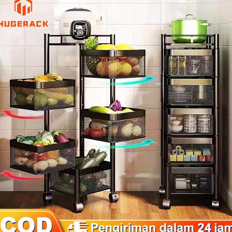 Jual Rak Dapur Berputar Hitam Stainless Steel Rak Troli Susun Putar Rak ...