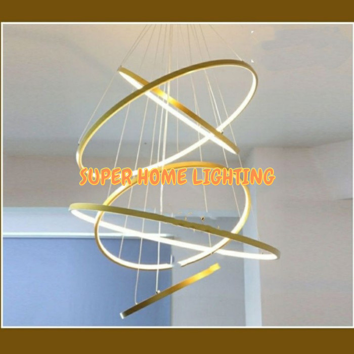 Jual Lampu Gantung Ring Led Gold /Black 18076/120Cm 5Ring Void Ruang ...