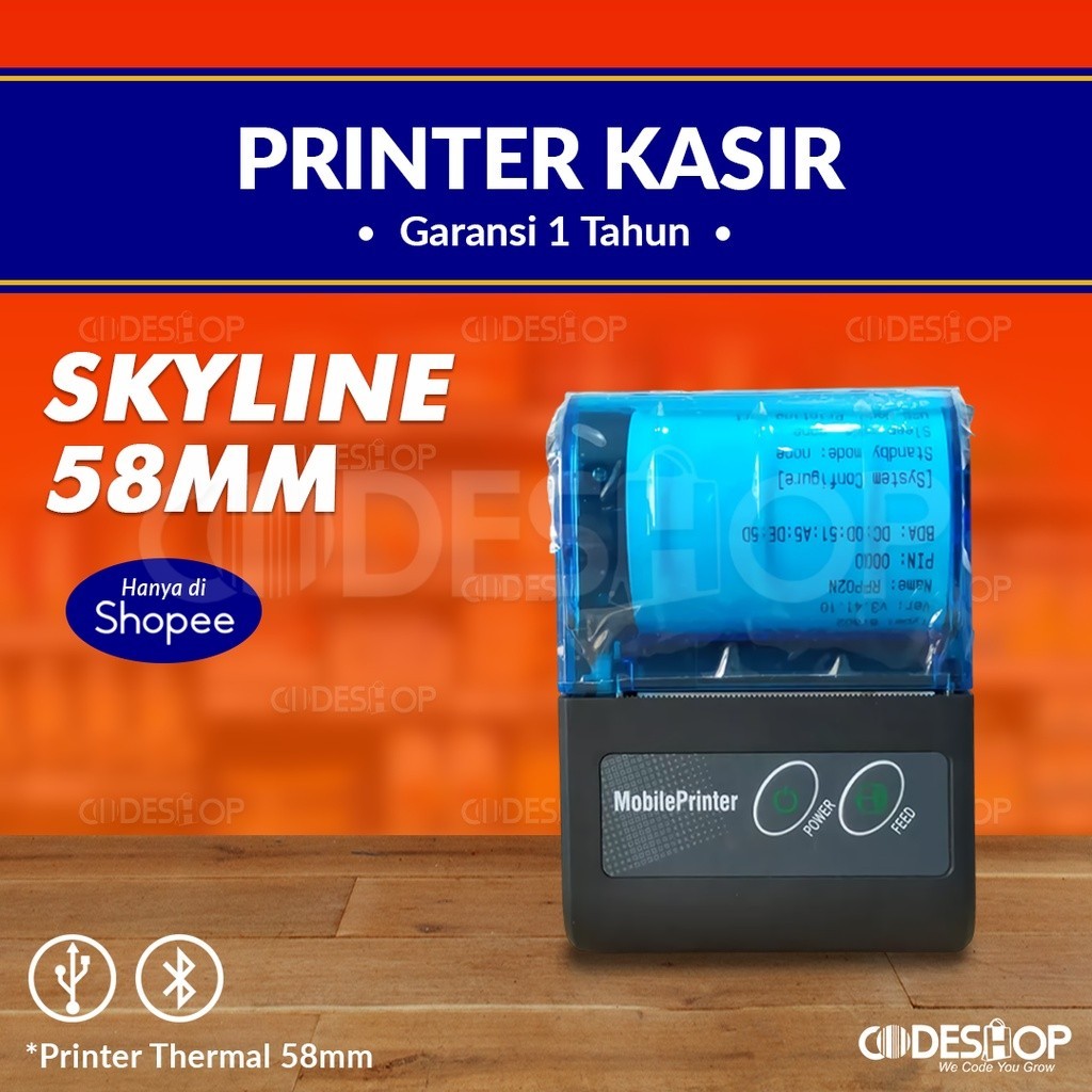 Jual PRINTER SKYLINE PRINTER BLUETOOTH MINI THERMAL | Shopee Indonesia