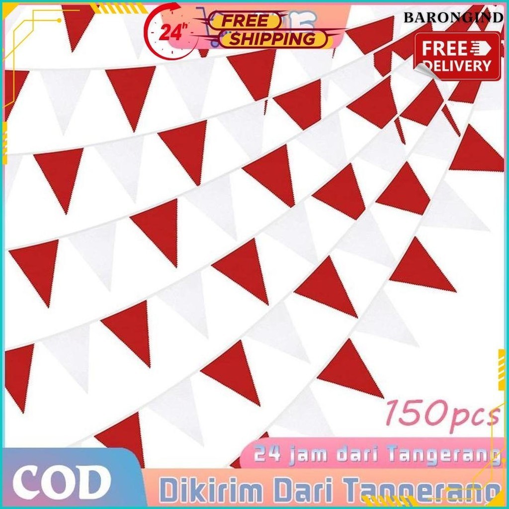Jual 150PCS 80M BENDERA SEGITIGA MERAH PUTIH BUNTING FLAG KECIL BAHAN KAIN ORIGINAL PRODUK ...