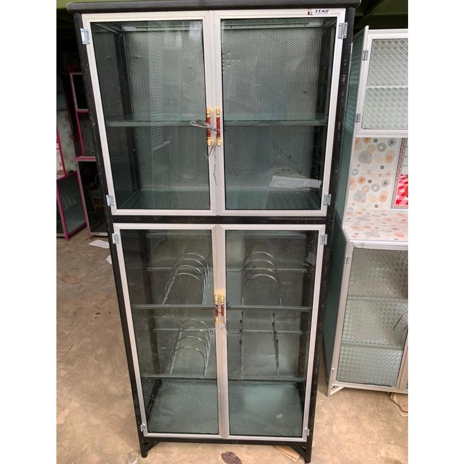 Jual Lemari Piring Rak Piring KACA 2 Pintu Tulip FULL box Kaca RIBEN ...