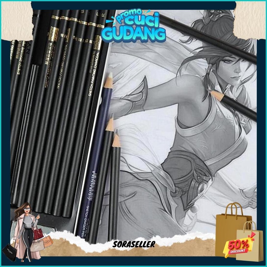 Jual (Dyi) Lukisan Seni Rupa Nyoni Drawing Pencil Gambar Set 29Pcs ...
