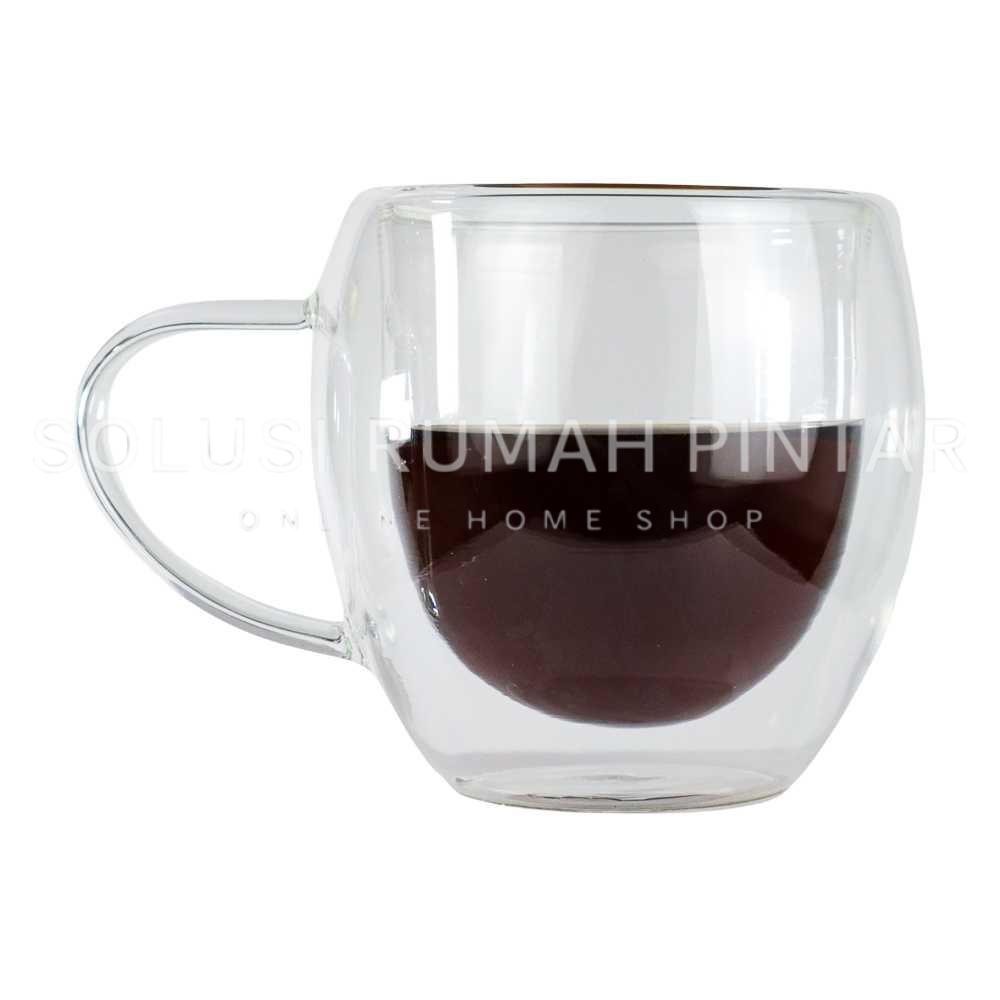 Jual Cangkir Kopi Anti Panas Double Wall Glass Round - One Two Cups Kapasitas 160 ml untuk Teh ...