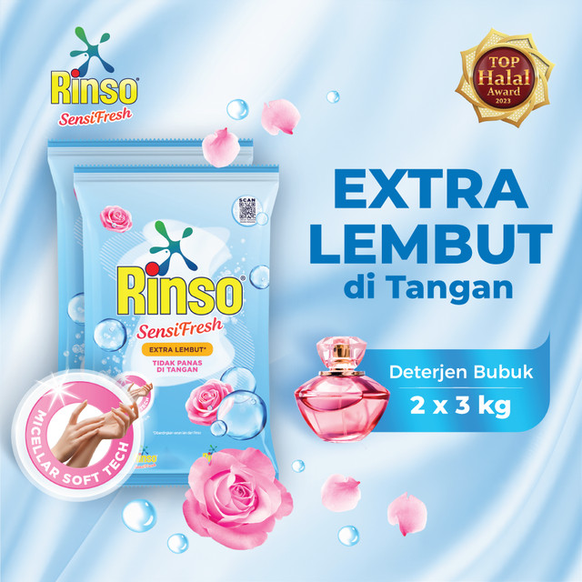 Jual Rinso SensiFresh Detergent Bubuk Deterjen Extra Lembut Micellar Soft 3 KG x2 | Shopee Indonesia