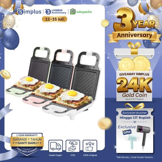 Jual Simplus Sandwich Maker Low Watt Pemanggang Roti Toaster | Shopee Indonesia