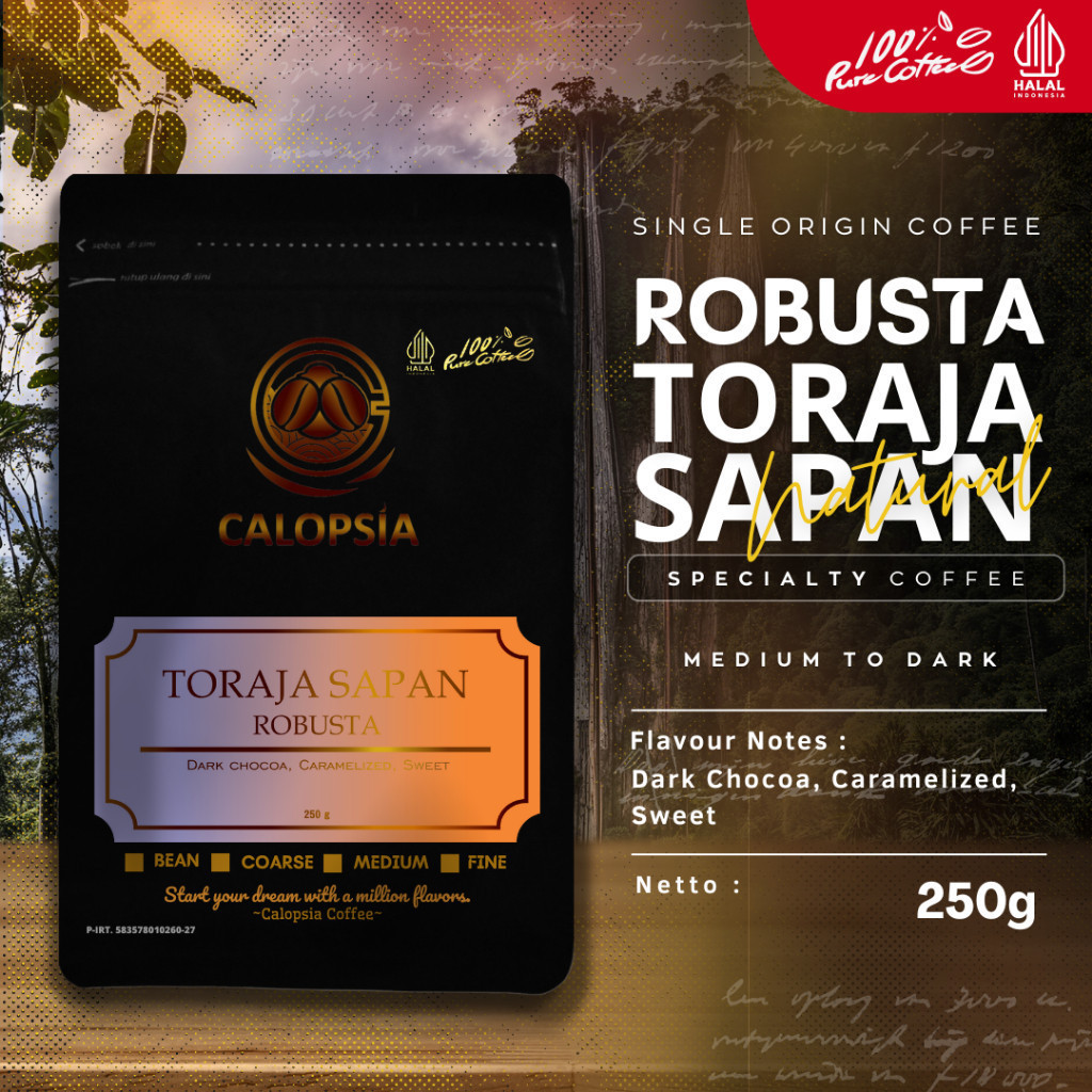 Jual CALOPSIA Kopi Toraja Sapan Robusta Single Origin 250 Gram ...