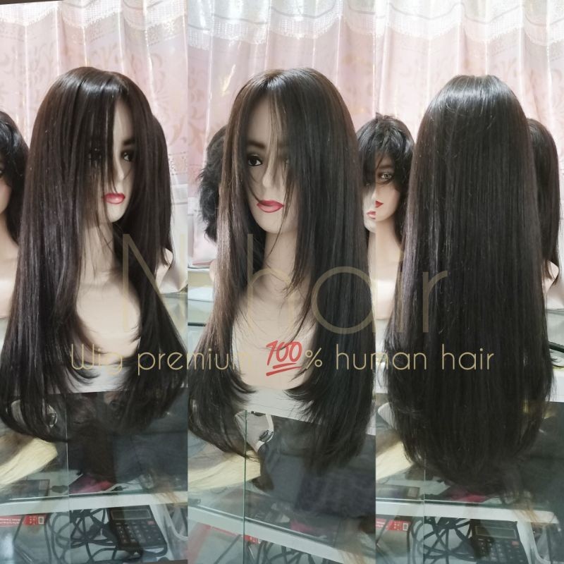 Jual WIG premium RAMBUT ASLI, 100% HUMAN HAIR, full layer 70cm | Shopee ...