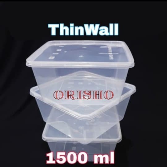 Jual Kotak Plastik 1500 Ml 25 Pcs Thinwall Kotak Bening Box Plastik ...