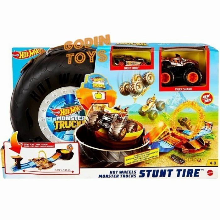 Jual Fhare Diecast/ Monster Trucks Tiger Shark Stunt Tire Hot Wheels ...