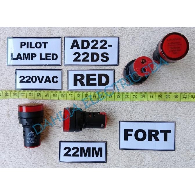 Jual ,,,,,,,] PILOT LAMP LED 22MM 220VAC AD22-22DS RED FORT | Shopee ...