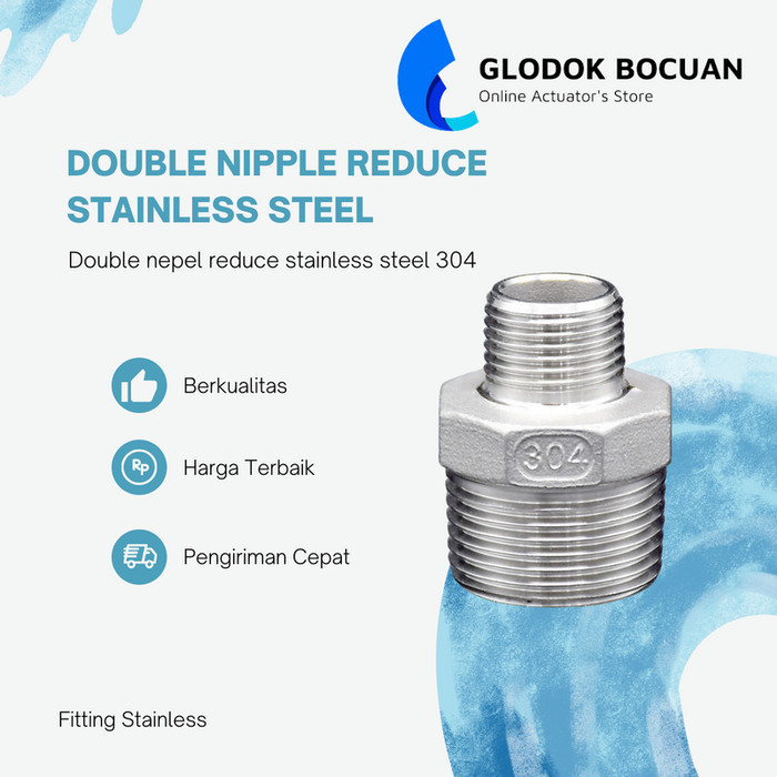 Jual 3/4 x 1/4 Double Nepel Reduce Stainless Steel 3/4 x 1/4 | Shopee Indonesia