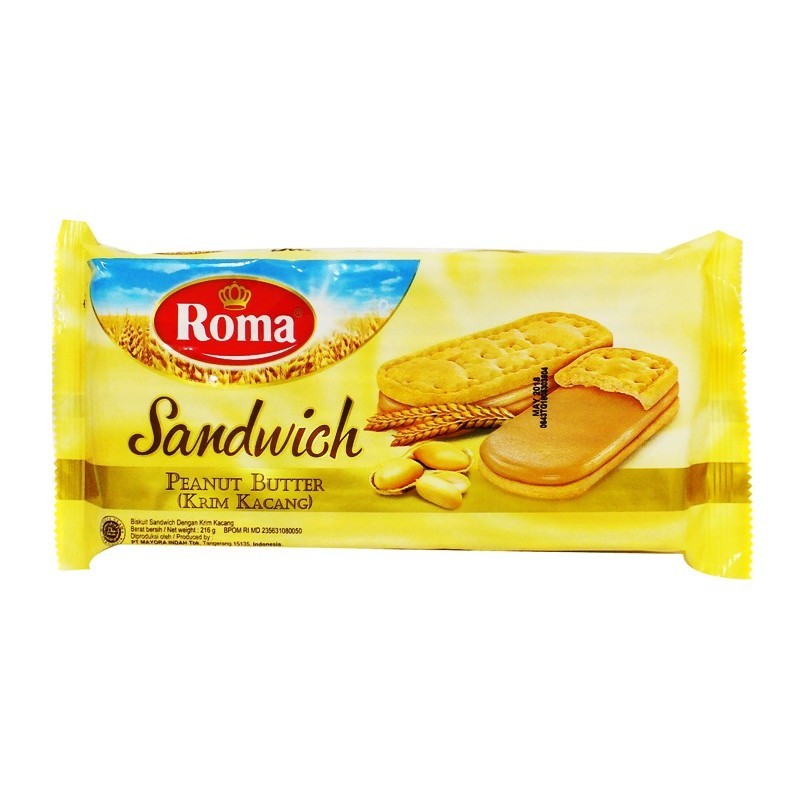 Jual S07375 ROMA SANDWICH PEANUT BUTTER BISCUIT 206GR PACK MAJU BERSAMA ...