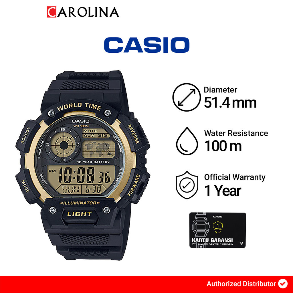 Jual Jam Tangan Pria Casio General AE-1400WH-9A Men Digital Dial Black Resin Band | Shopee Indonesia