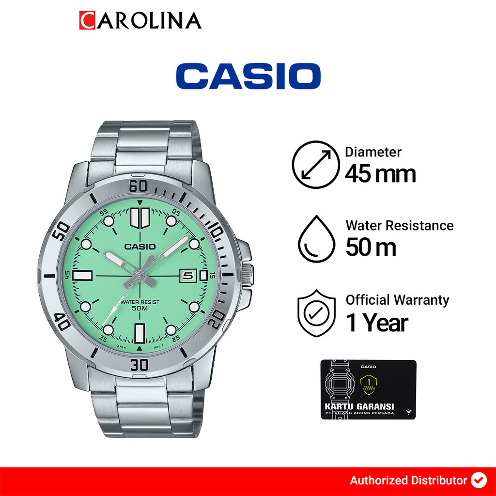 Jual Jam Tangan Casio Pria CASIO General MTP-VD01D-3E1 Light Green Dial ...