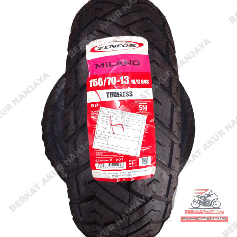 Jual Zeneos Milano 150/70-13 Ban Nmax Tubeless BONUS Pentil | Shopee ...